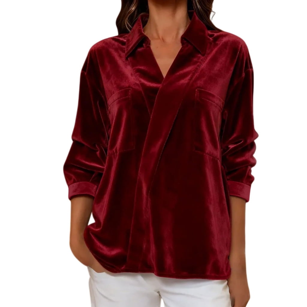 Aellinatey Women's long-sleeved dress, plush velvet solid color pocket ...