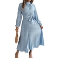 Aellinatey Women's long-sleeved pleated chiffon maxi dress with a high ...