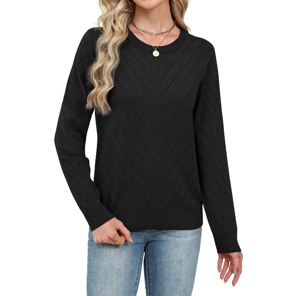 Aellinatey Women's round neck long-sleeved knitted pullover sweater ...