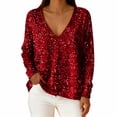 Aellinatey Women's sequined top, sparkling and elegant V-neck long ...