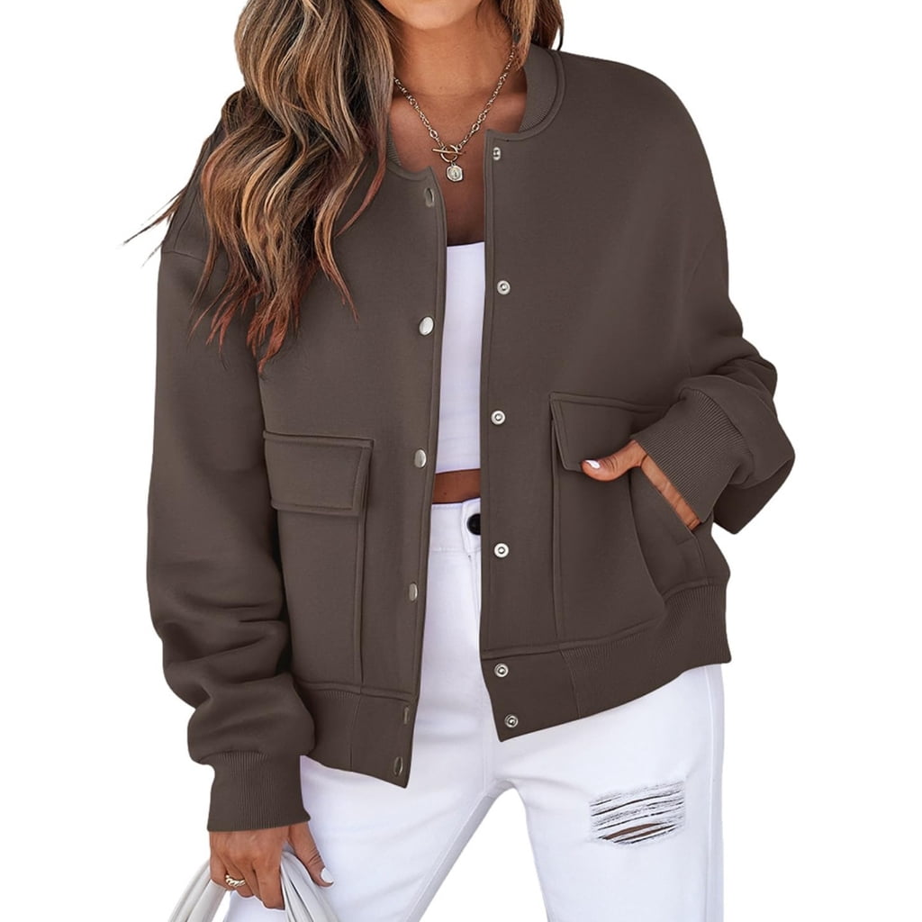Aellinatey Womens Crop Jacket Long Sleeve Shacket Lightweight Fall ...