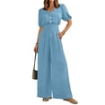 Aellinatey Womens Jumpsuits Short Sleeve V Neck Dressy Casual Wide Leg ...