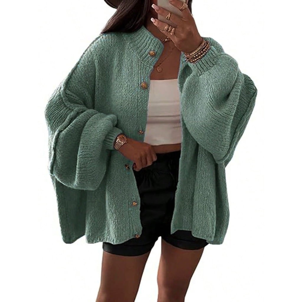 Aellinatey Womens Open Front Cardigan Sweaters Fashion Button Down Knit ...