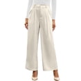 Aellinatey Womens Pants Wide Leg Solid Color Business Pants With ...