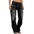 Aellinatey Womens Straight Leg Jeans Button Down Low Rise Ripped Jeans ...