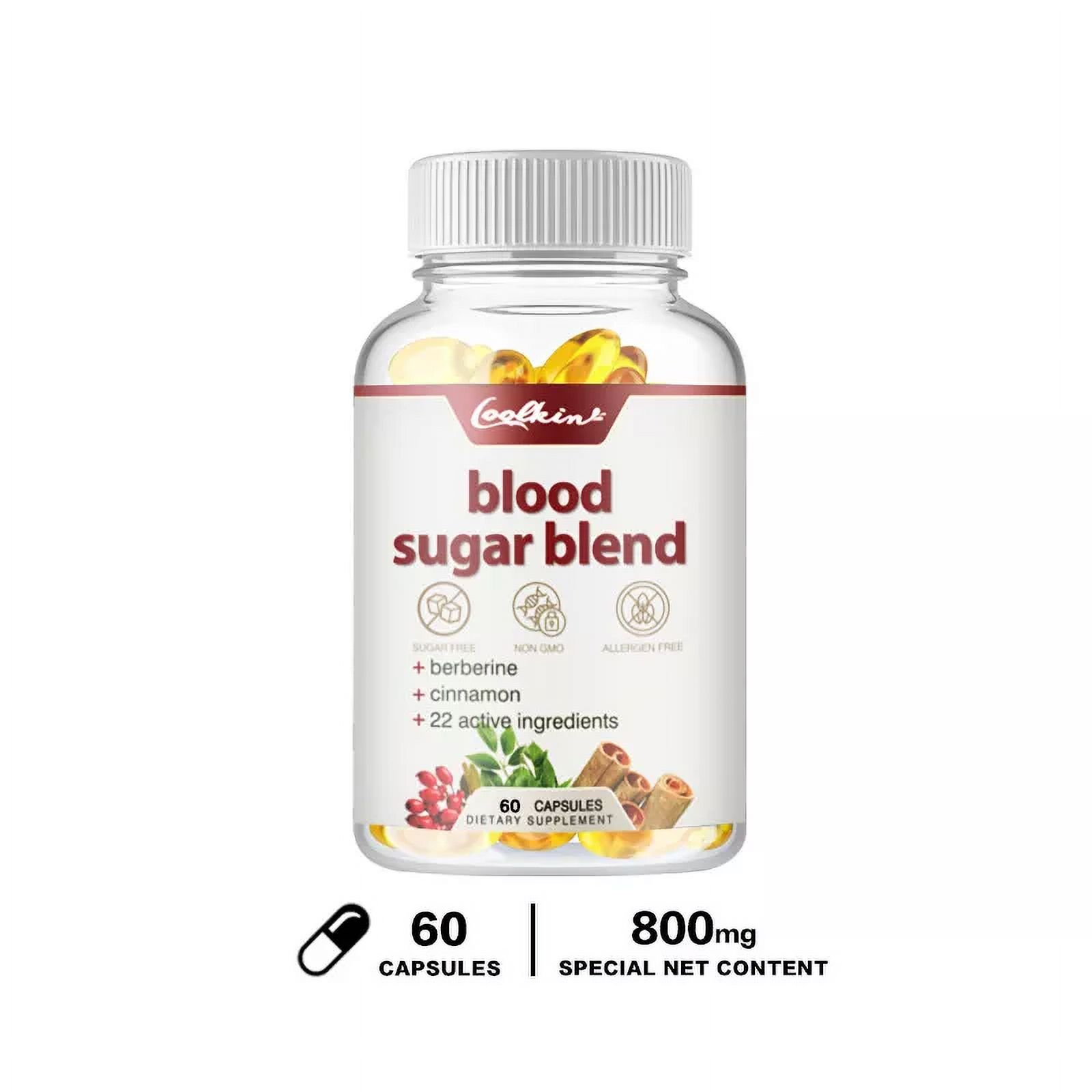 Aelona Blood Sugar Blend - Berberine HCL, Cinnamon, CoQ10, Ashwagandha, Bitter Melon 60 capsules ...
