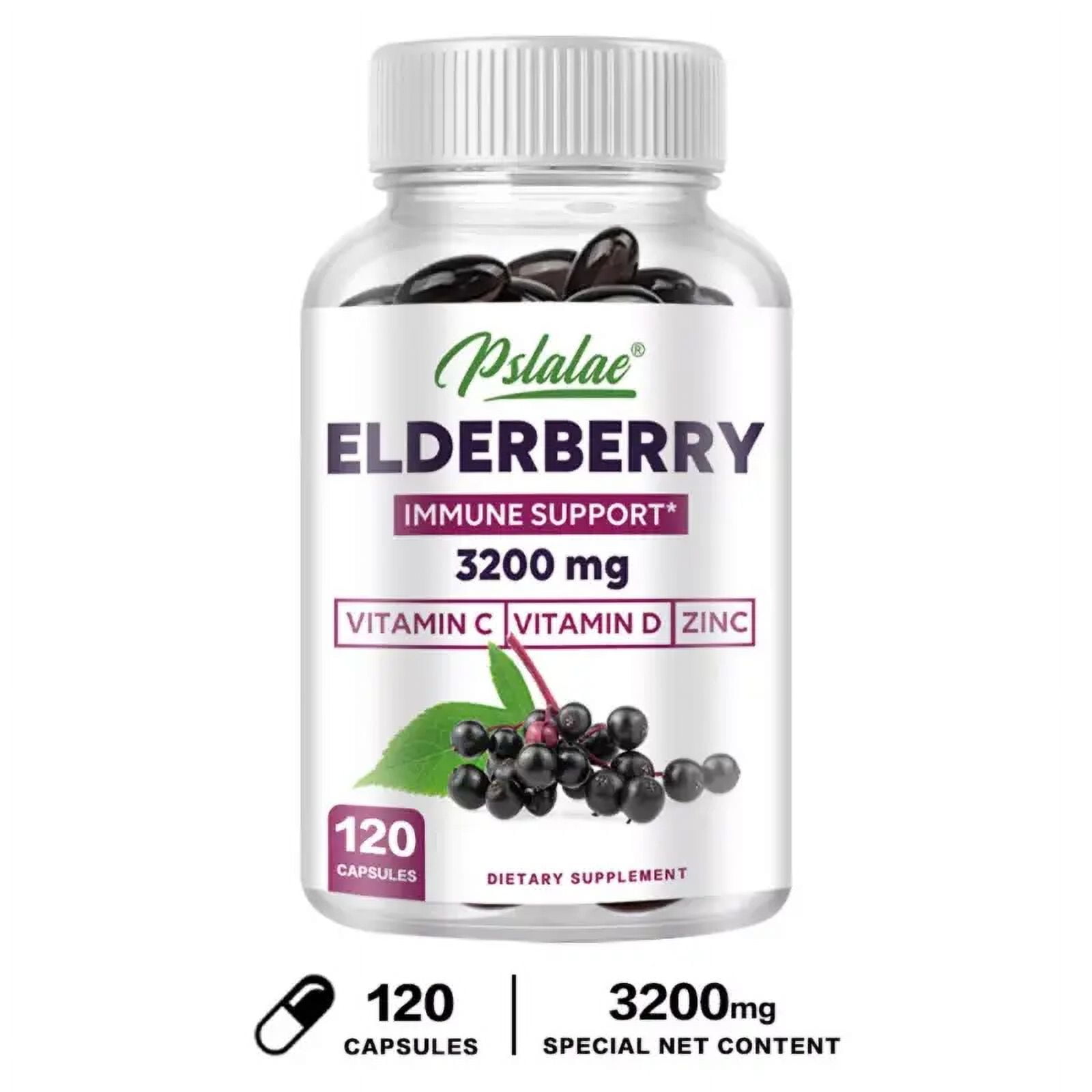 Aelona Elderberry Capsules 3200mg - with Black Elder Extract, Vitamins ...