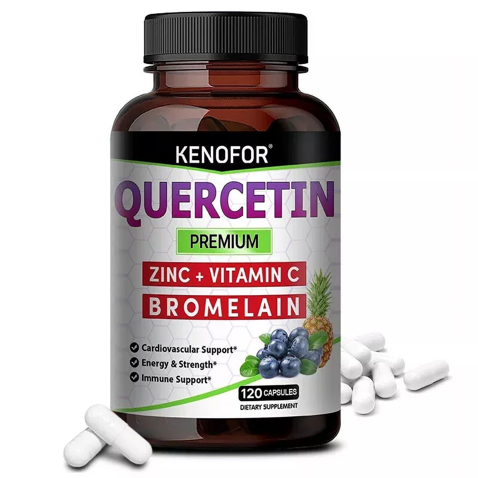 Aelona Quercetin 1000mg with Bromelain &Zinc-Natural Immune Support Supplement Capsules-120 ...