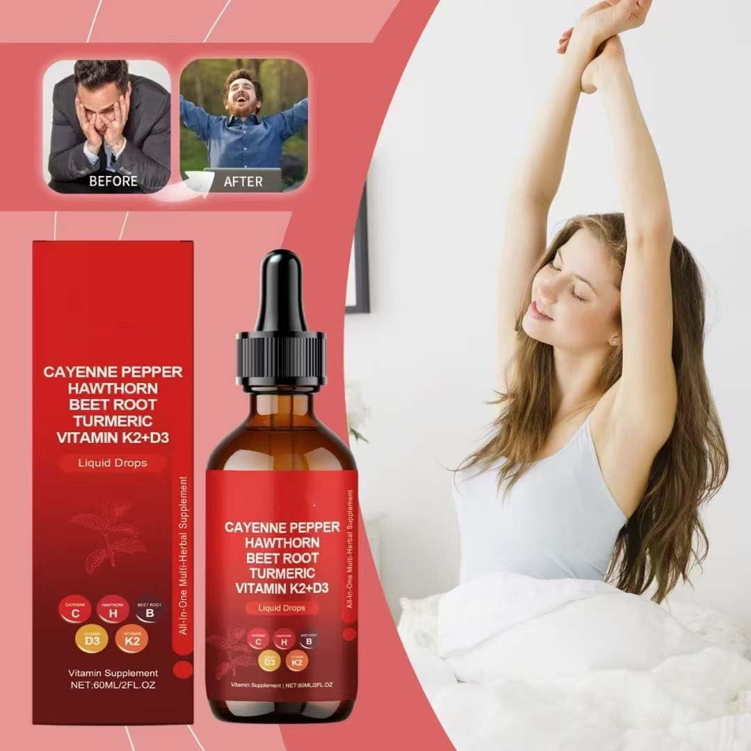 Aeluro Cayenne Pepper Extract - Cayenne Pepper Hawthorn Beet Root Turmeric Vitamin K2+D3 Liquid ...