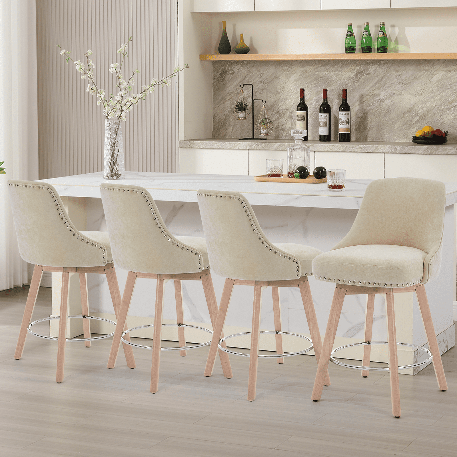 Aemeios 26" Swivel Bar Stools Set of 4, Counter Height Barstools Pub ...