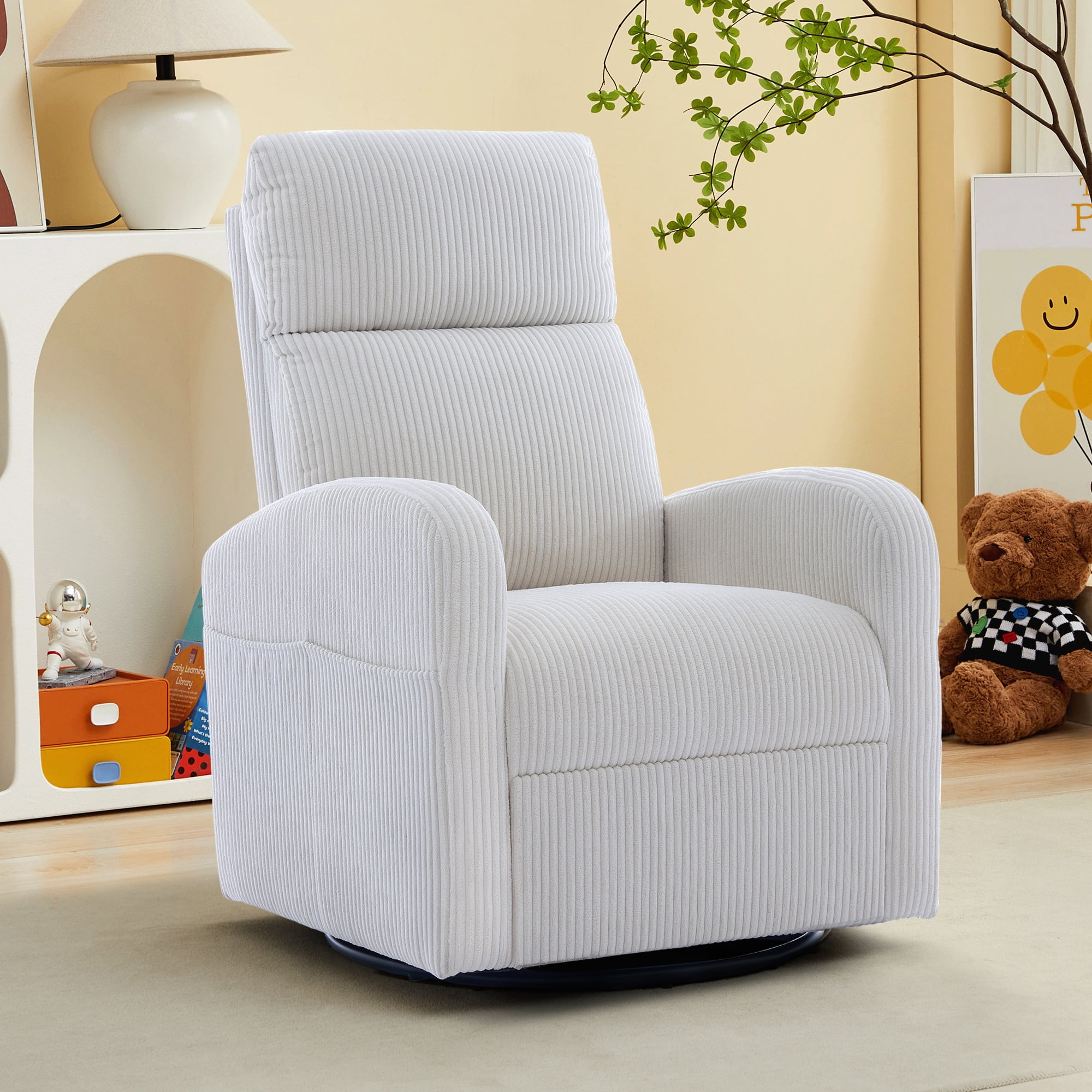 Aemeios 28" Corduroy Upholstered Swivel Rocker Glider Nursery Rocking ...
