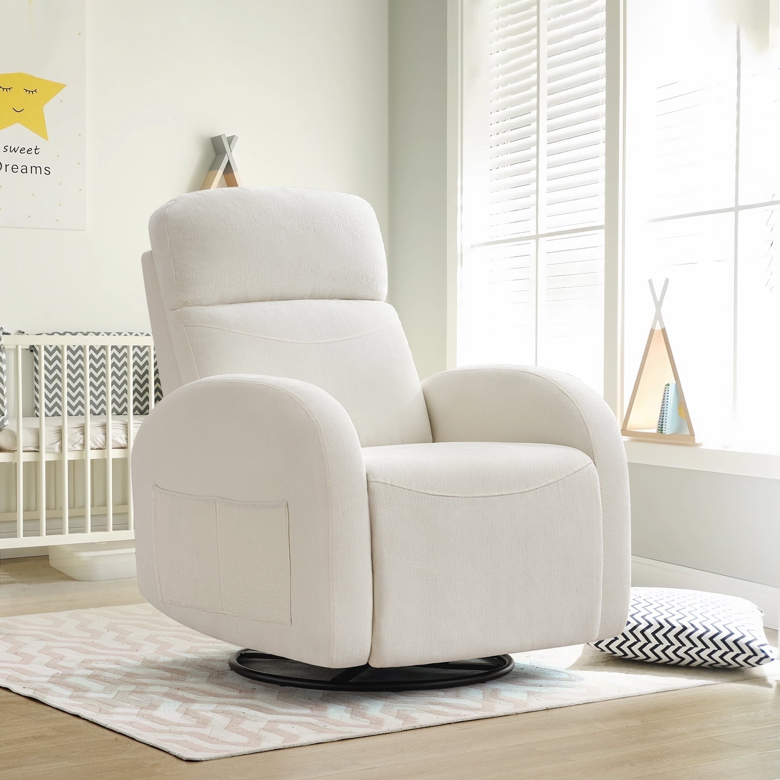 Aemeios Chenille Swivel Rocker Glider Manual Recliner Nursery Rocking ...