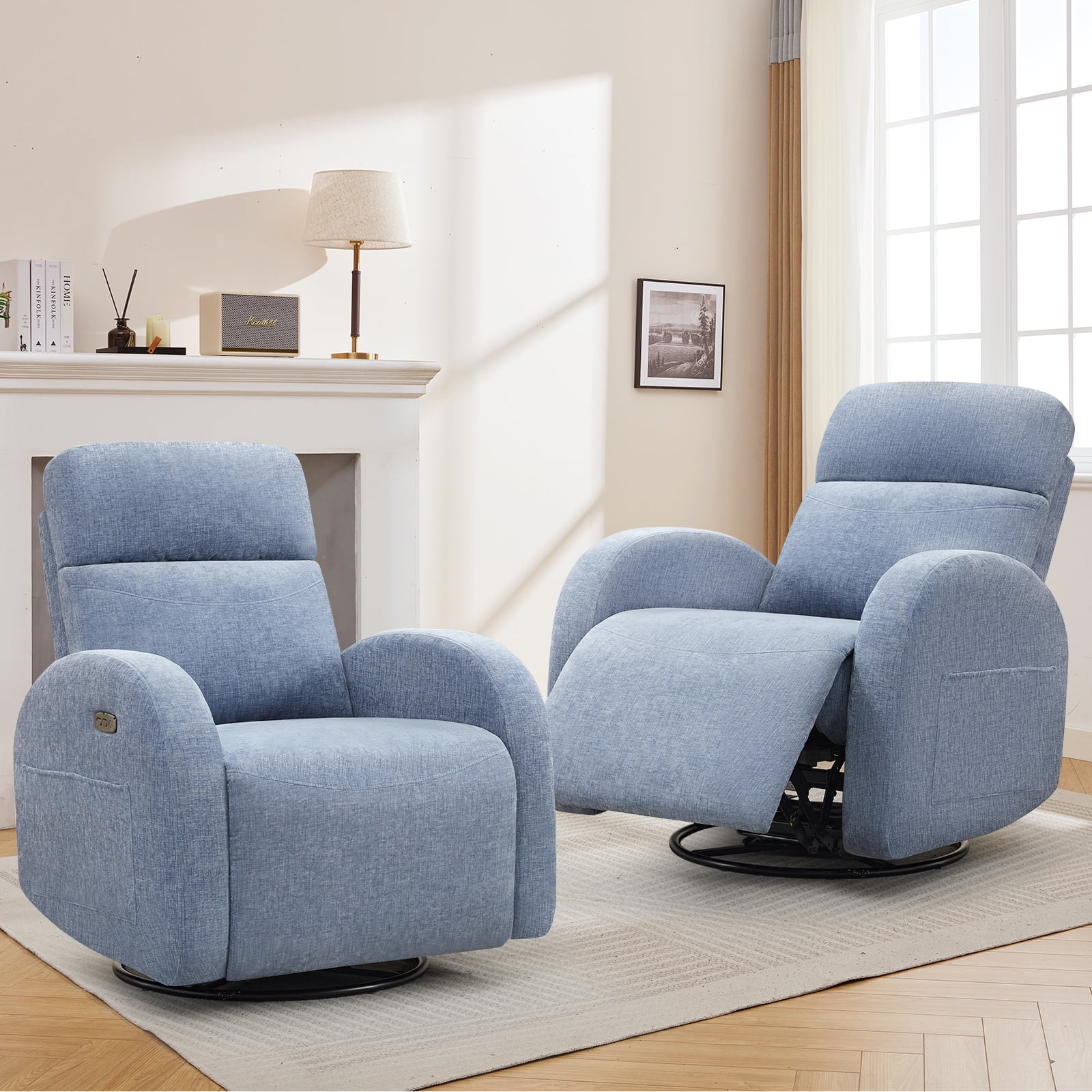 Aemeios Chenille Swivel Rocker Glider Power Recliner Nursery Rocking ...