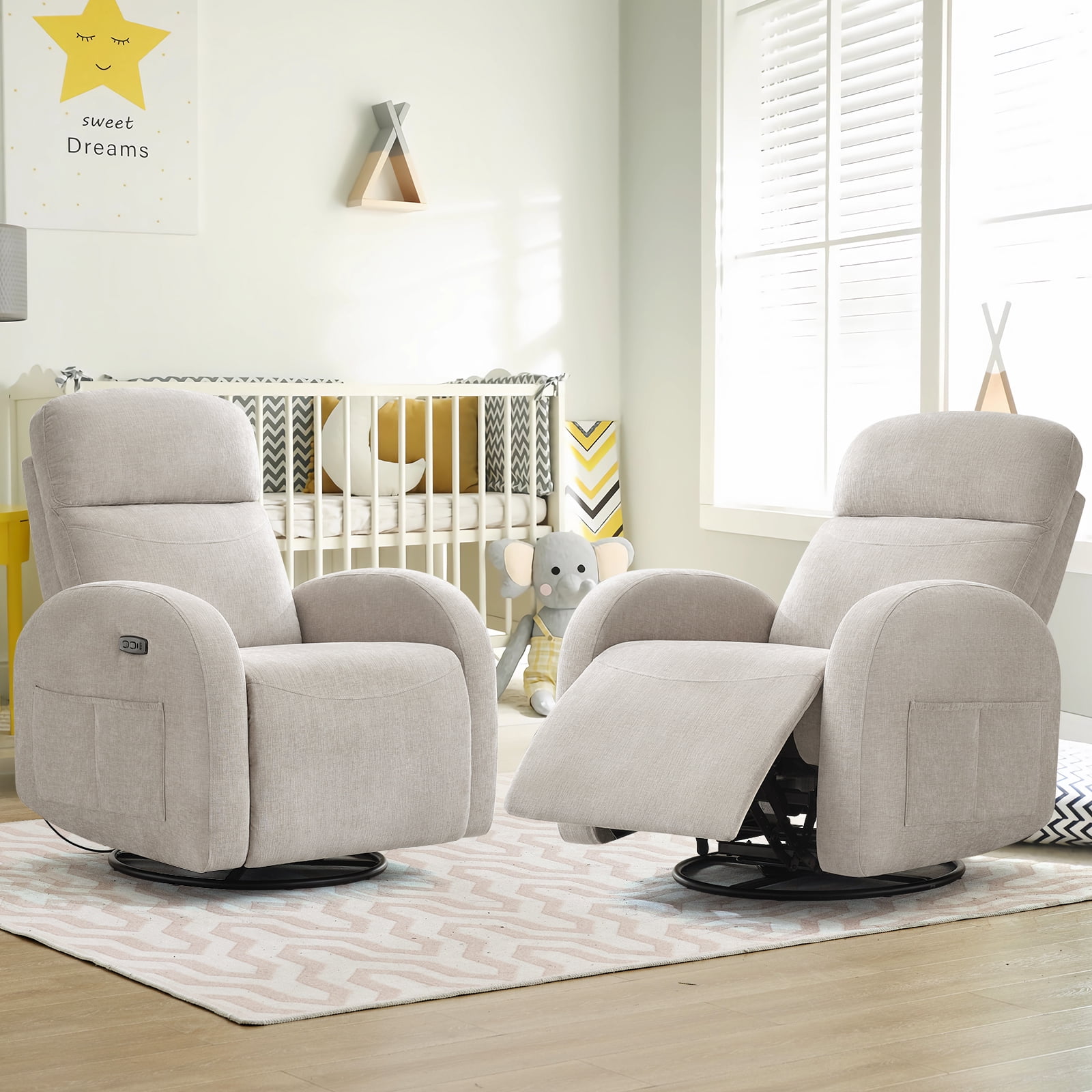 Aemeios Chenille Swivel Rocker Glider Power Recliner Nursery Rocking ...