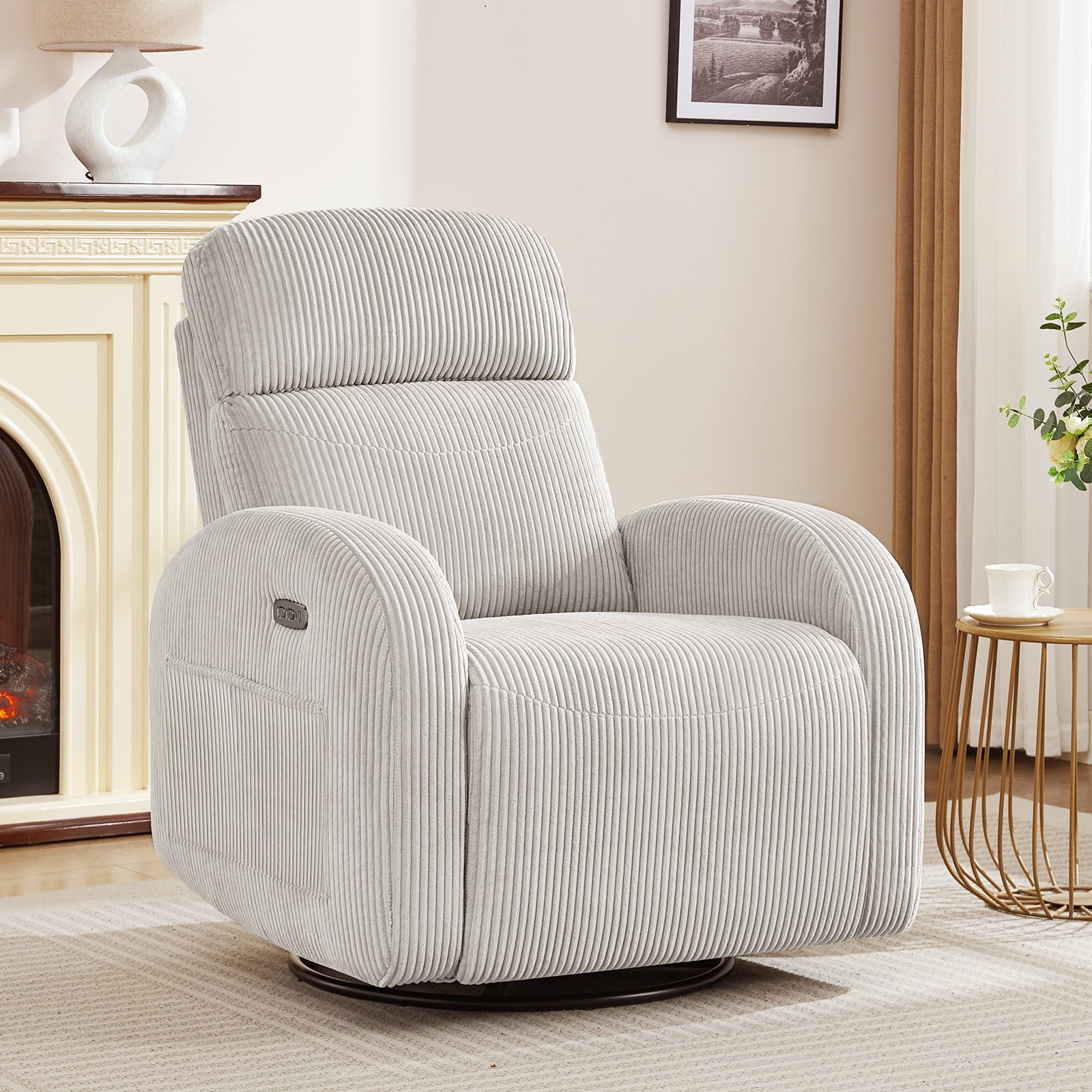 Aemeios Corduroy Swivel Rocker Glider Power Recliner Nursery Rocking ...