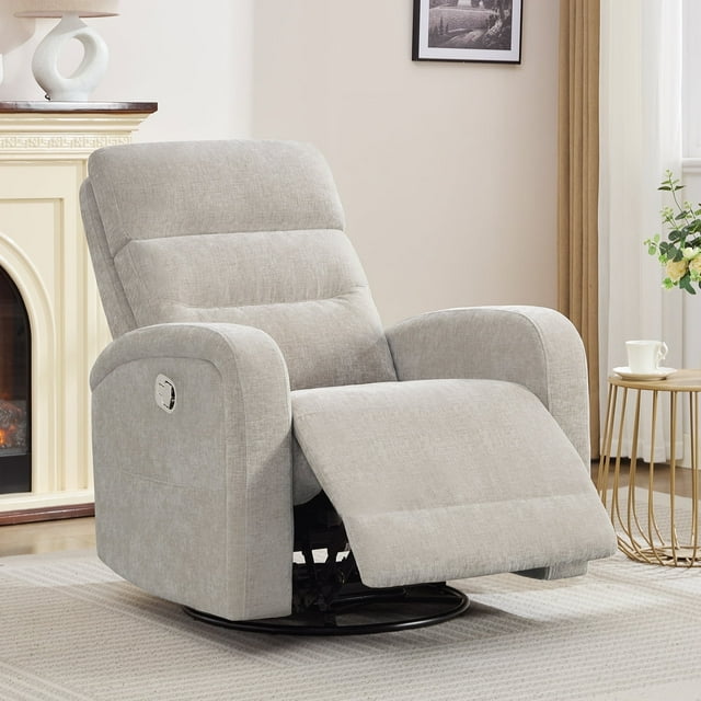 Aemeios Swivel Chenille Rocker Glider Manual Rocking Recliner with ...