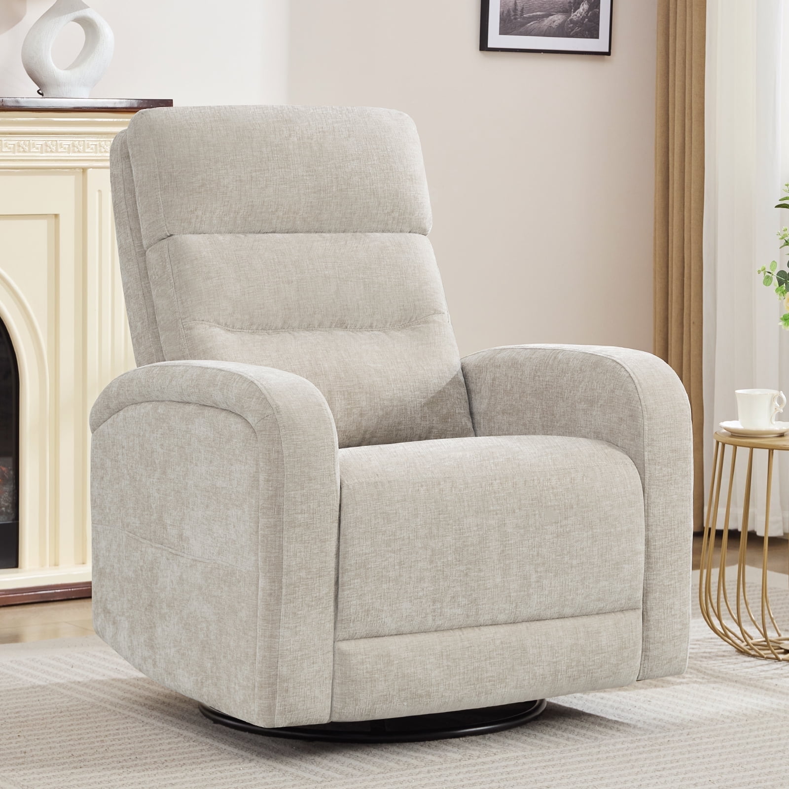 Aemeios Swivel Chenille Rocker Glider Manual Rocking Recliner with ...