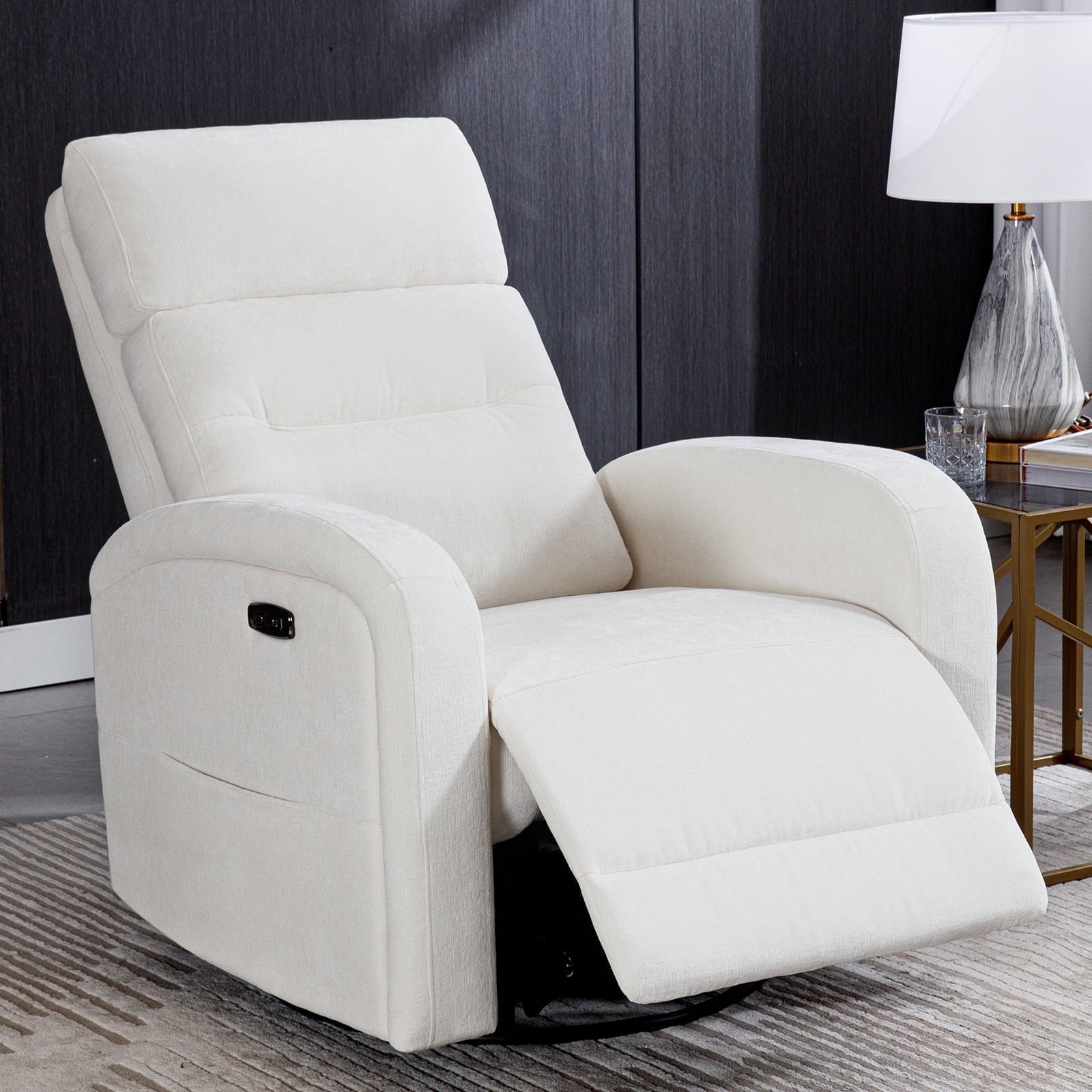 Aemeios Swivel Chenille Rocker Glider Power Rocking Recliner with USB ...