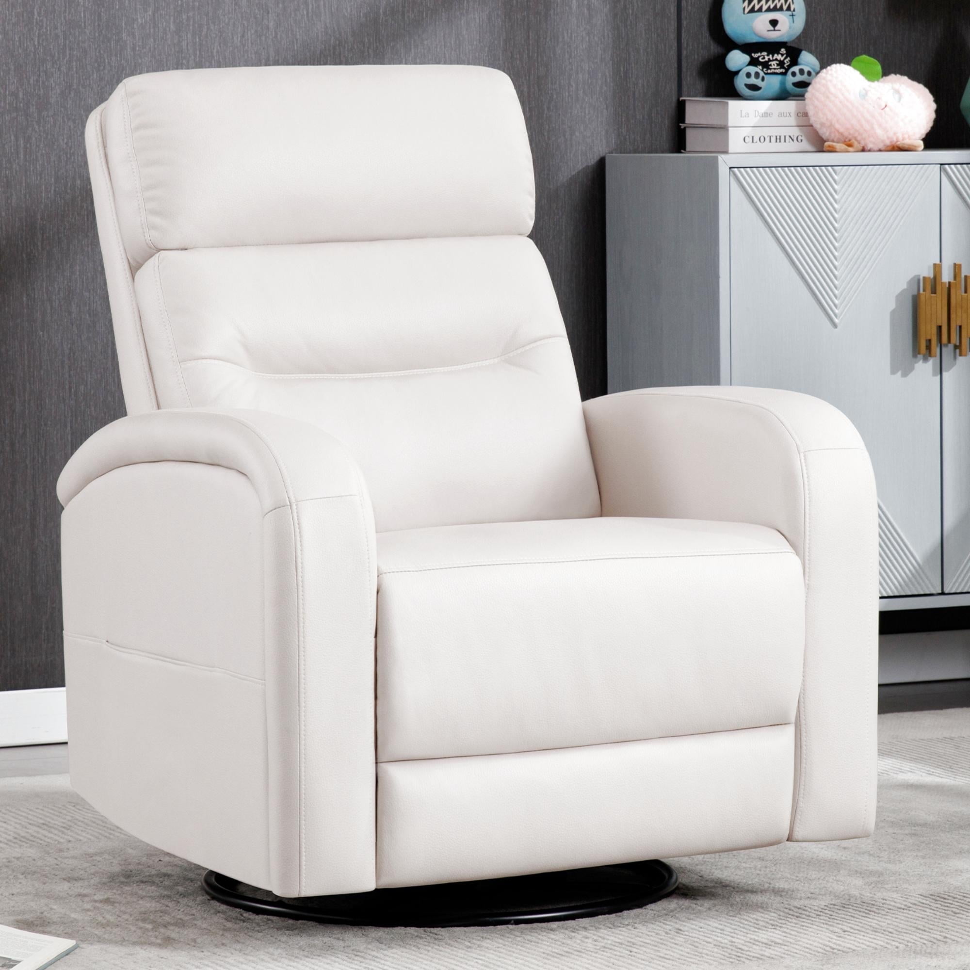 Aemeios Swivel Faux Leather Rocker Glider Manual Rocking Recliner with ...