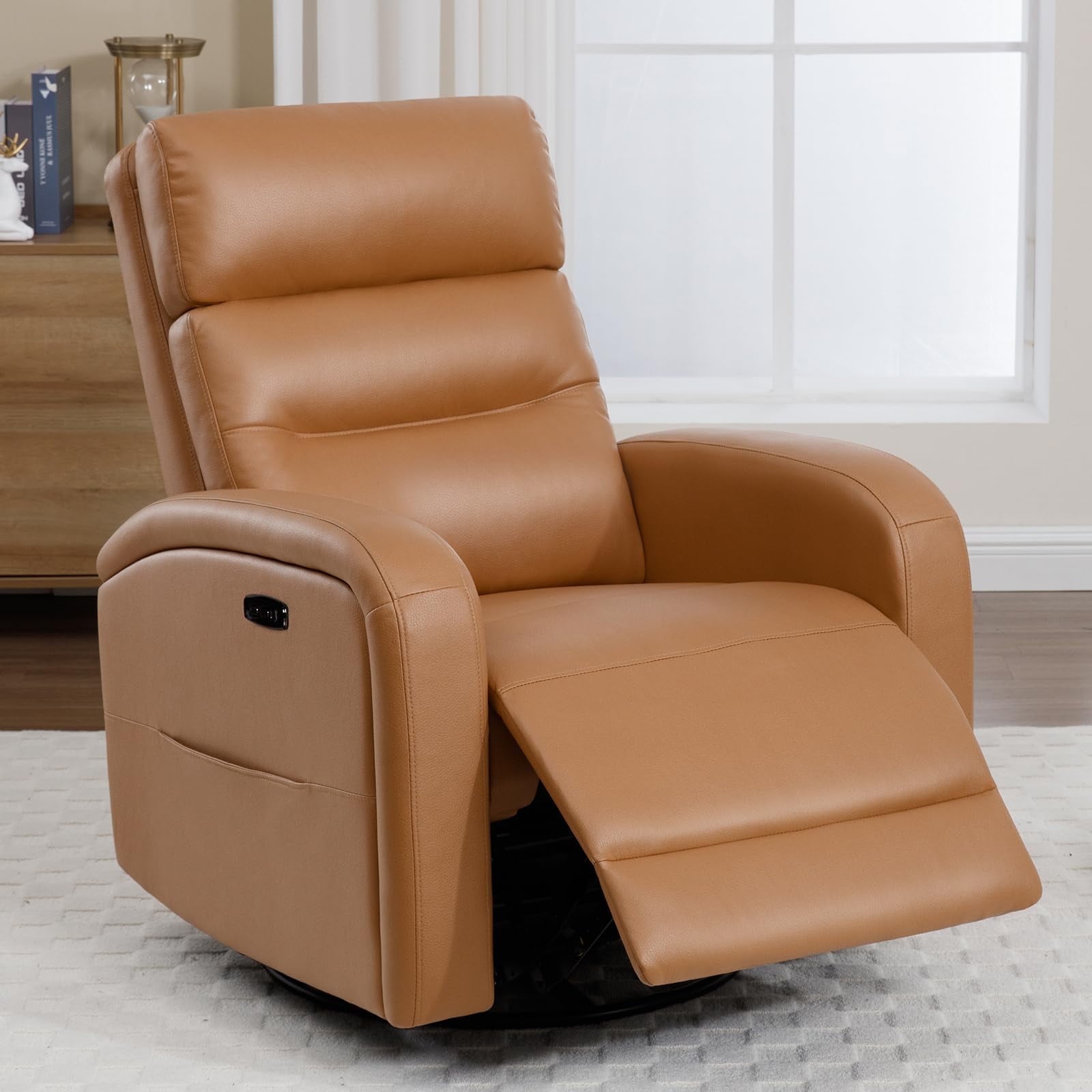 Aemeios Swivel Faux Leather Rocker Glider Power Rocking Recliner with ...