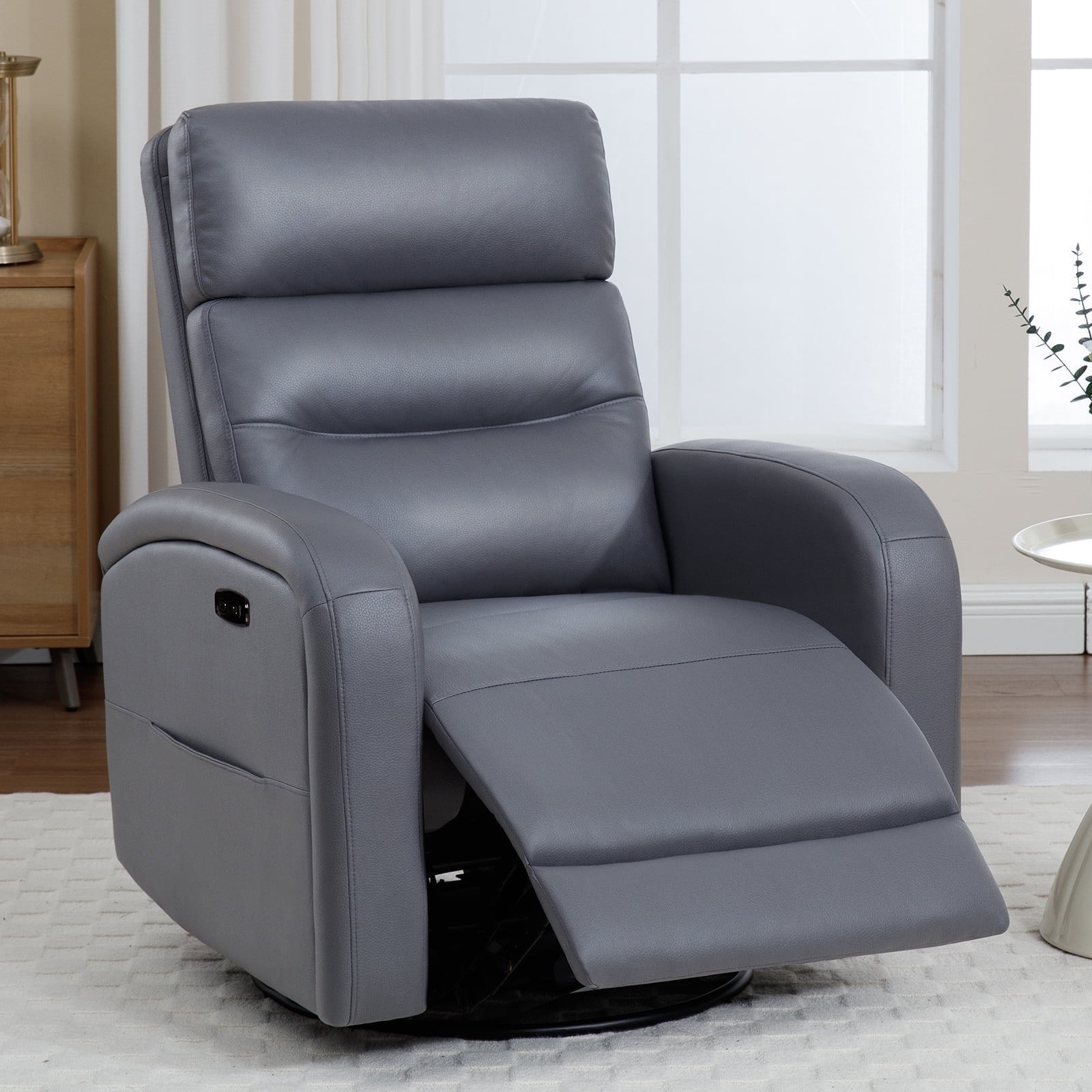 Aemeios Swivel Faux Leather Rocker Glider Power Rocking Recliner with ...