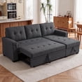 Aenkyo Linen Fabric Reversible Sleeper Sectional Sofa Bed with Storage ...