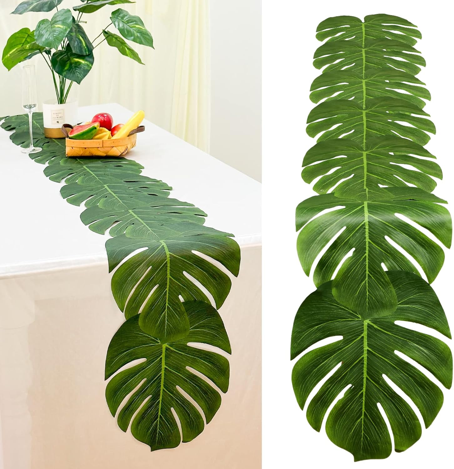 AerWo 4Pcs Artificial Palm Leaves Table Runners 72 Inch, Tropical Palm ...