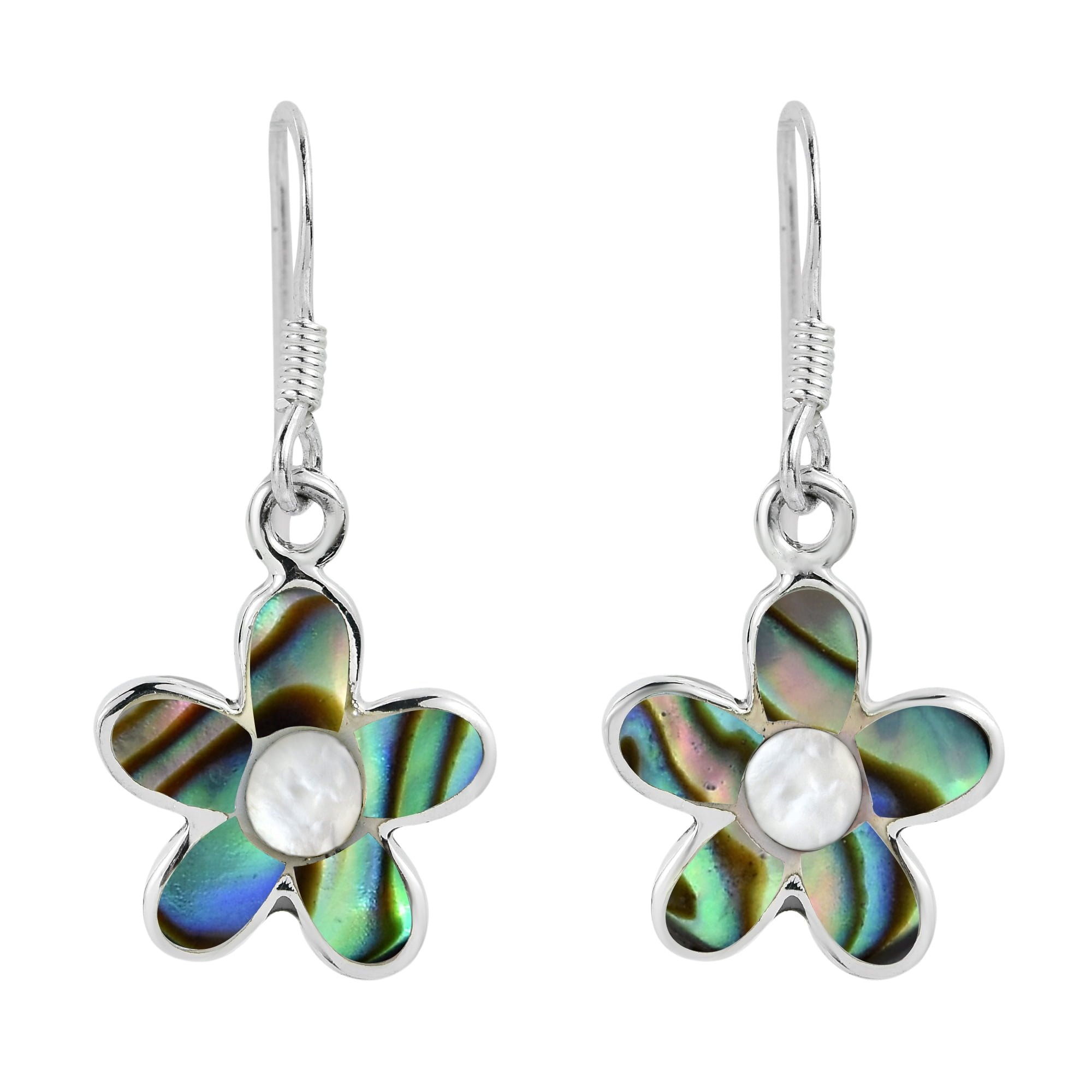 AeraVida Cute Flower w/ Shell & Abalone Shell Inlay Sterling Silver ...