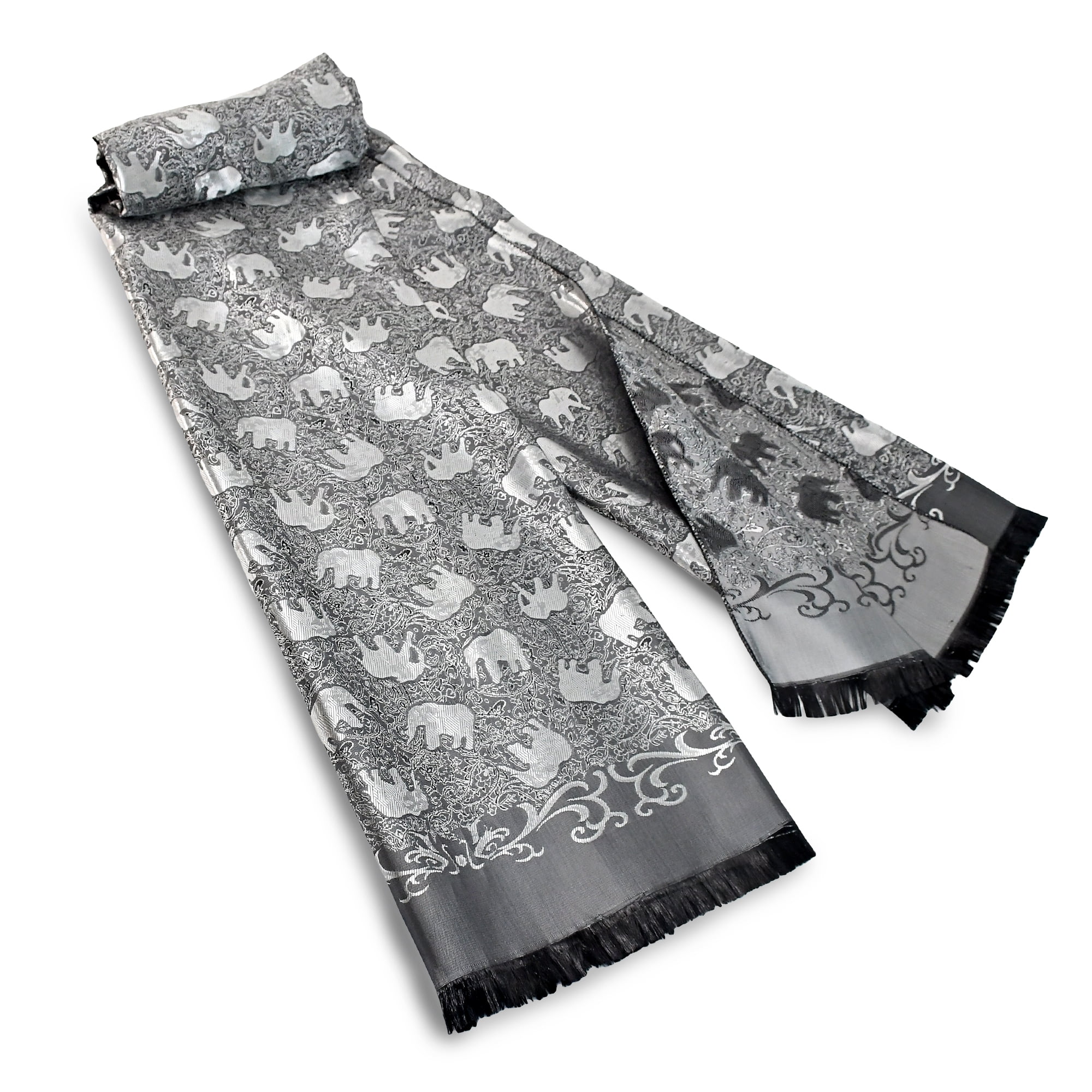 AeraVida Elegantly Stunning Handwoven Silk Grey Elephant Scarf or Shawl ...