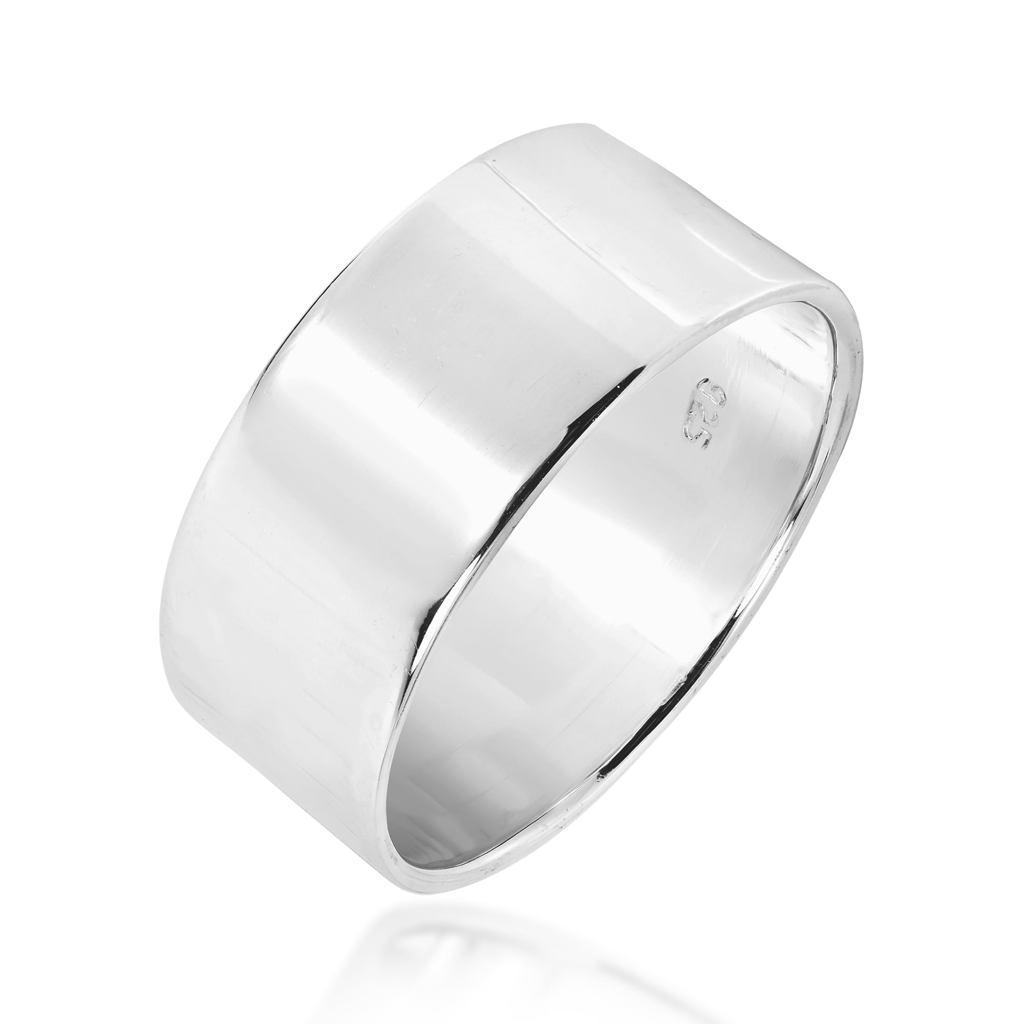 Aeravida 10 mm Wide Plain Band .925 Sterling Silver Ring Classic ...