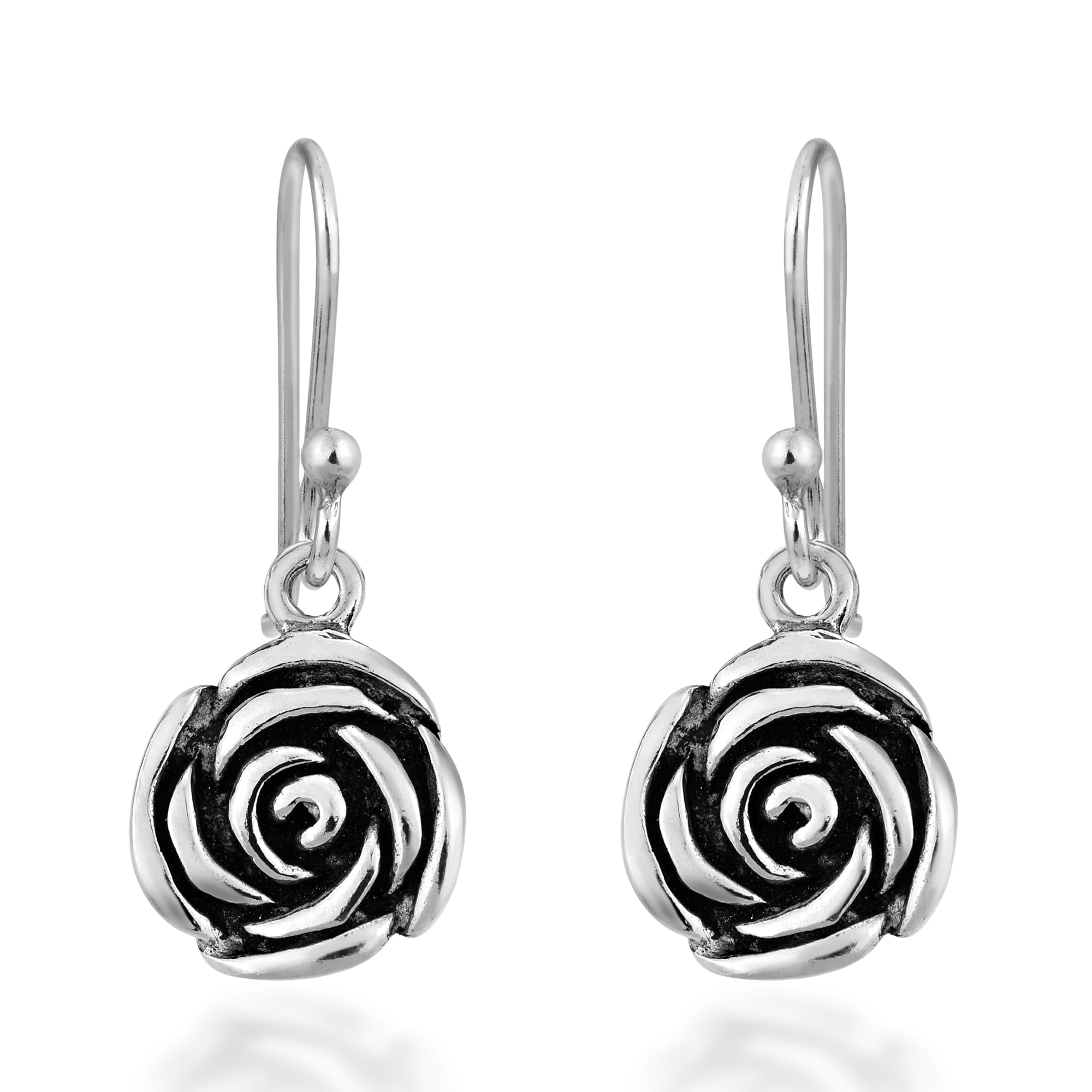 Aeravida Blooming Vintage .925 Sterling Silver Rose Flower Dangle ...