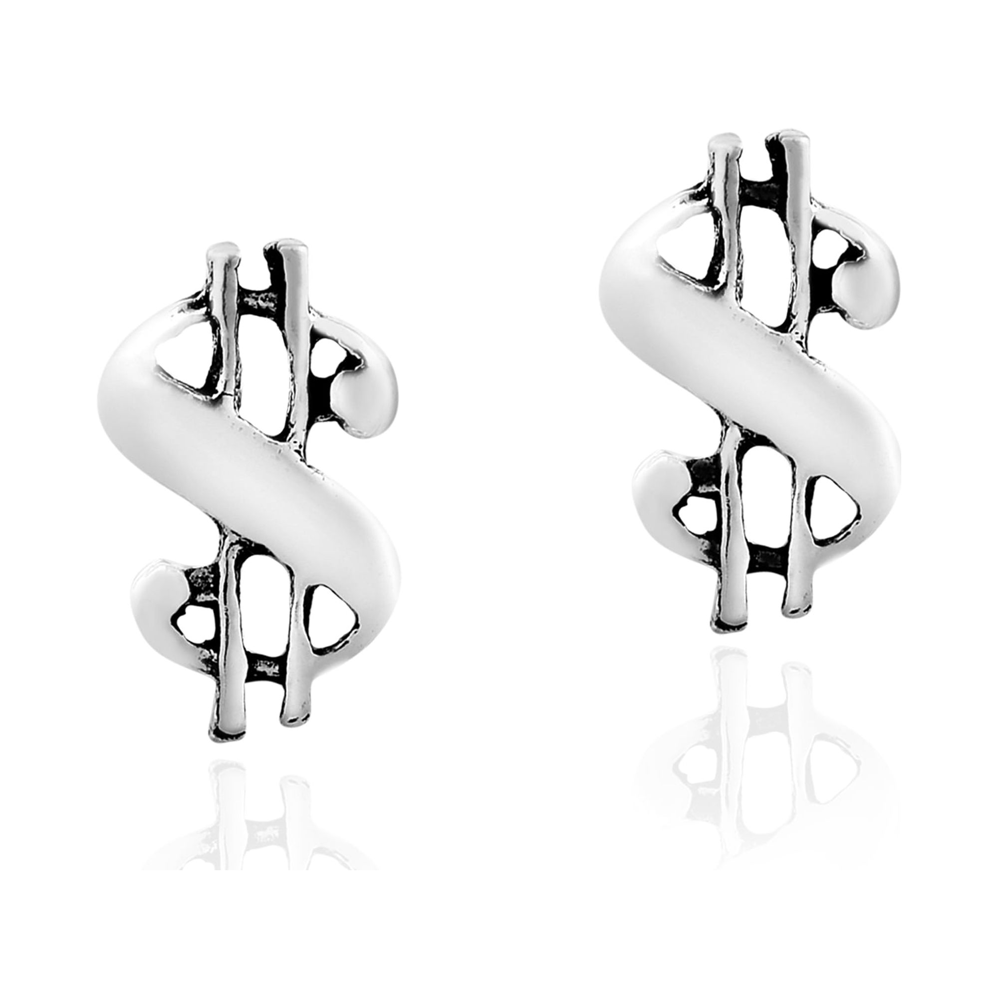 Aeravida Trendy Dollar Sign Sterling Silver Stud Earrings | Tiny ...