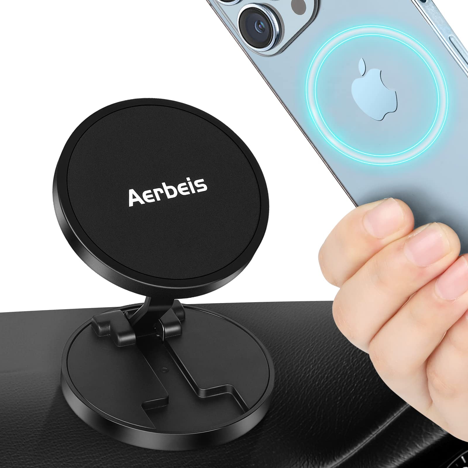 Aerbeis Phone Mount Holder for Car - Folding Car Phone Holder Adapter ...