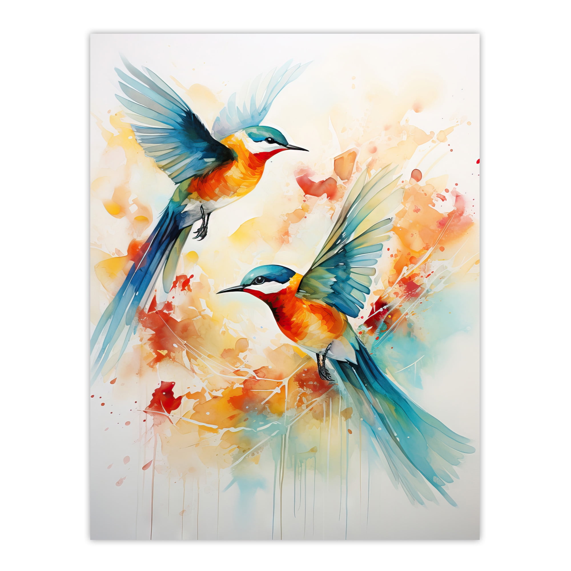 Aerial Ballet Watercolour Artwork Bright Bold Birds In Flight Unframed ...