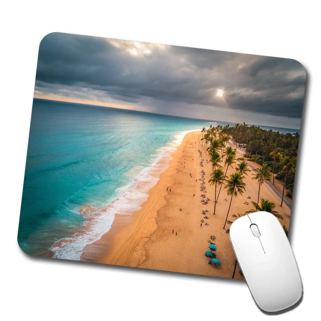 Aerial Beach Ocean Resort Palm Trees Mouse Pad Low Profile Gaming Mat ...