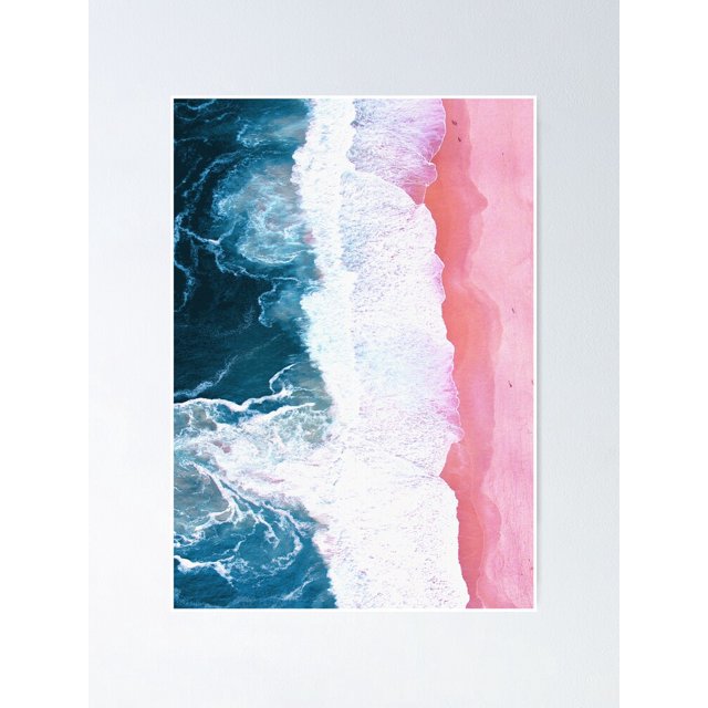 Aerial Beach, Ocean Waves Canvas Poster Decor Landscape Office Room ...