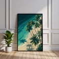 Aerial Beach Tropical Palm Tree Coastal Ocean Waves Mid Century Modern ...