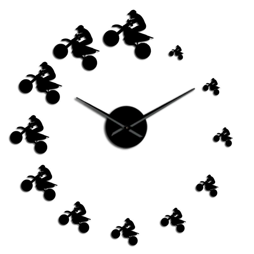 Aerial Dirt Bike Silouette Frameless Wall Clock Stickers, DIY Modern ...