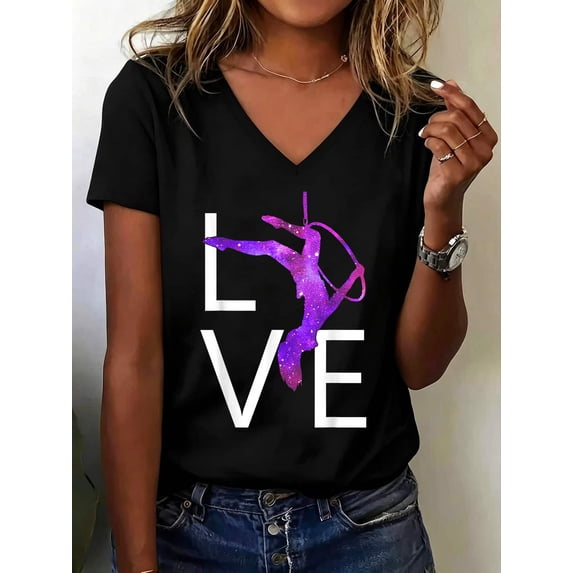 Aerial Hoop Aerial Yoga Aerialist Lyra Purple Love V Neck T-Shirt ...