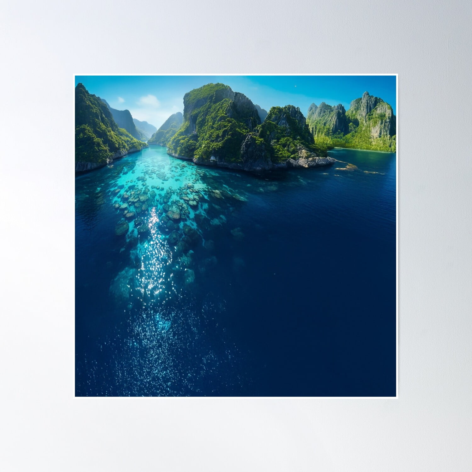 Aerial Lagoon Oasis – Lush Limestone Cliffs & Pristine Reefs Poster ...