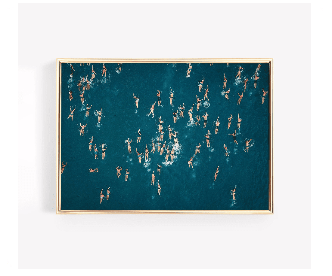 Aerial Ocean Swimmers Retro Summer Coastal Poster - Walmart.com