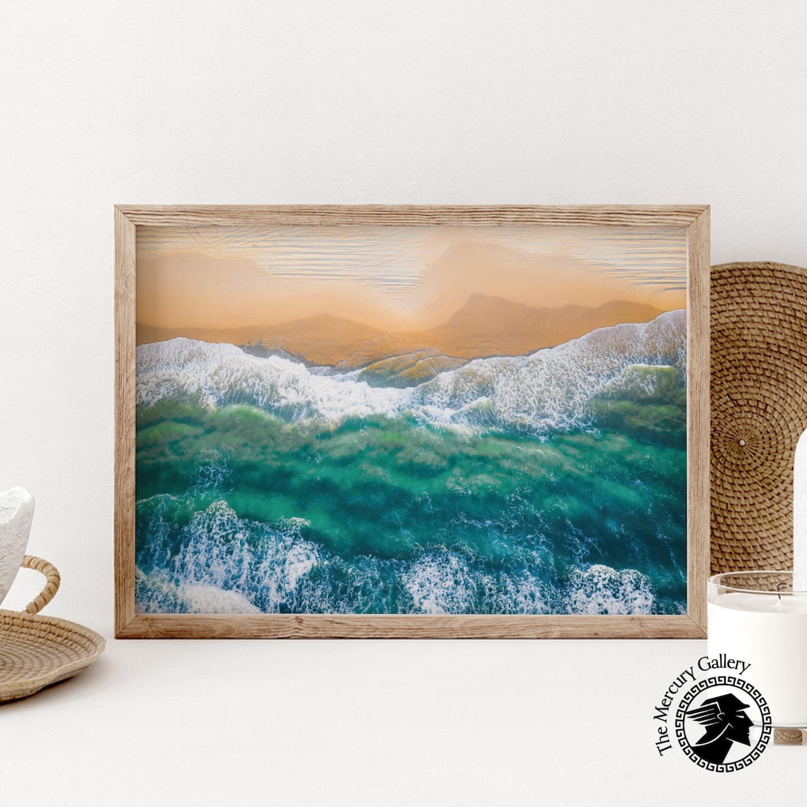 Aerial Ocean Wave Poster, Coastal Beach Photography Wall Art UNFRAMED ...