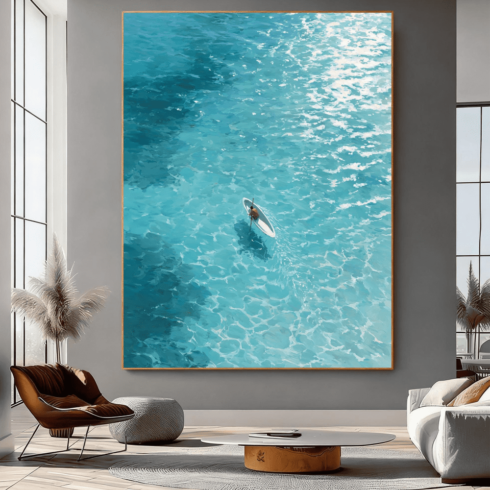 Aerial Paddle Board Turquoise Blue Sea Coastal Poster , Poster Print ...