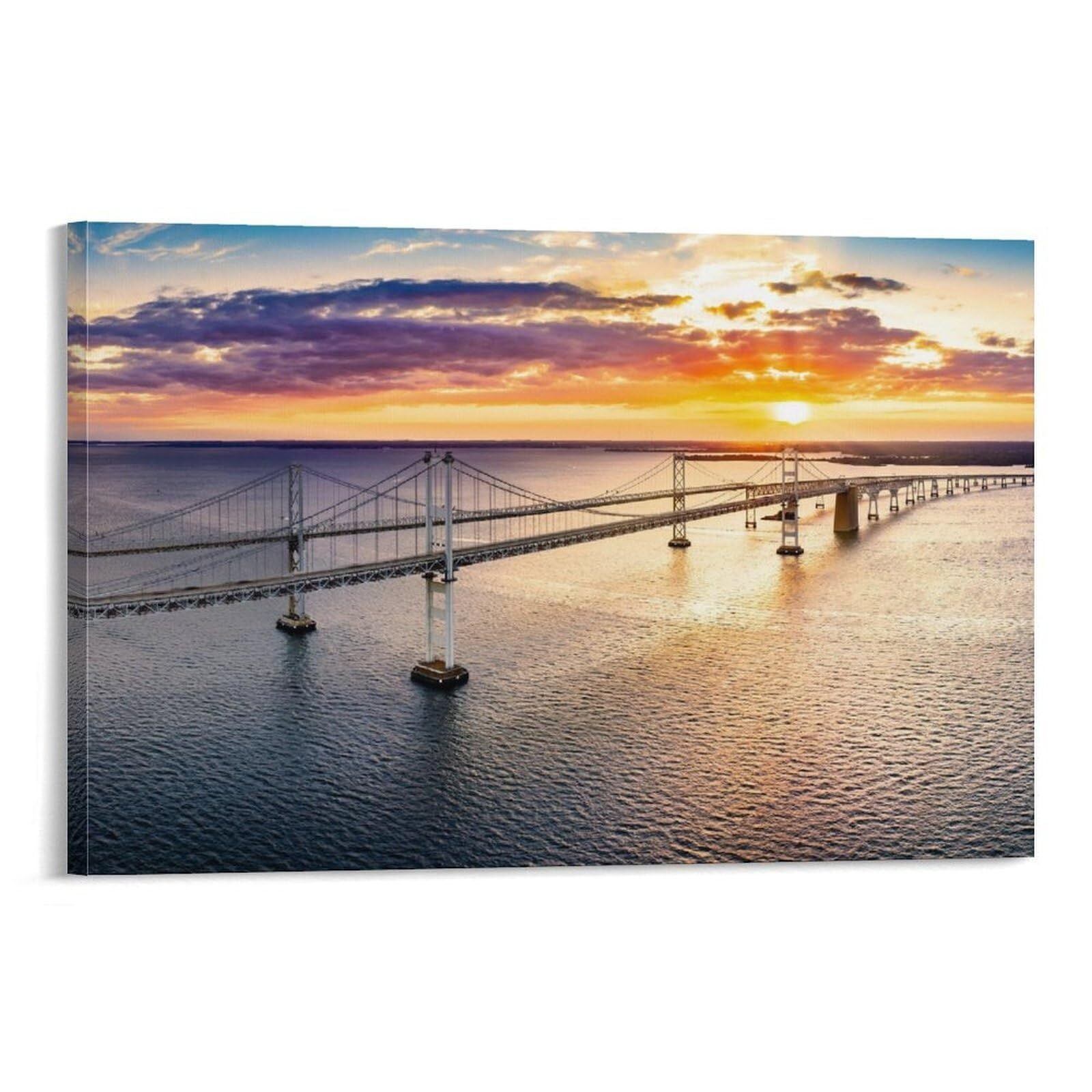 Aerial Panorama of Chesapeake Bay Bridge at Sunset in Annapolis ...