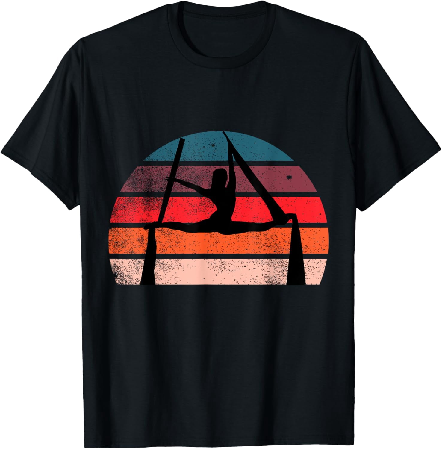 Aerial Silk Retro Sunset, with Silhouette of Aerialist T-Shirtmen and ...