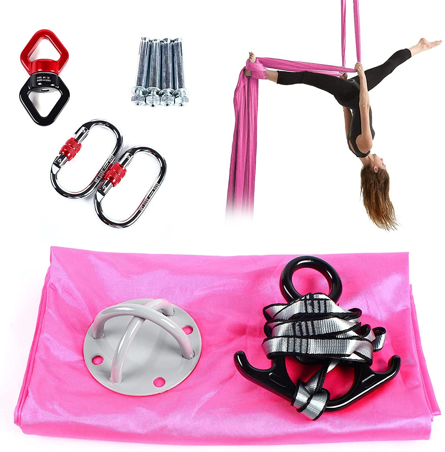 Aerial Silks Starter Kit Yoga Swing Set Equipment for Aerial Yoga, 3 ...