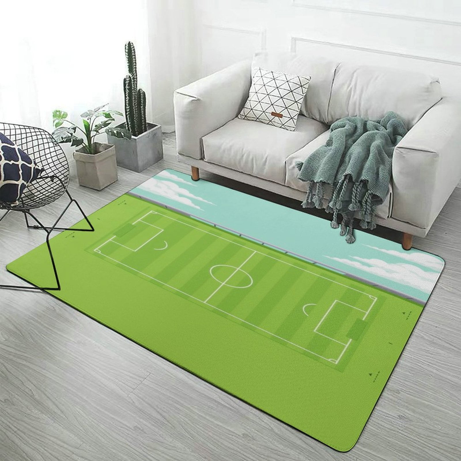 Aerial Soccer Field View Carpet Large Size Living Room American Style ...
