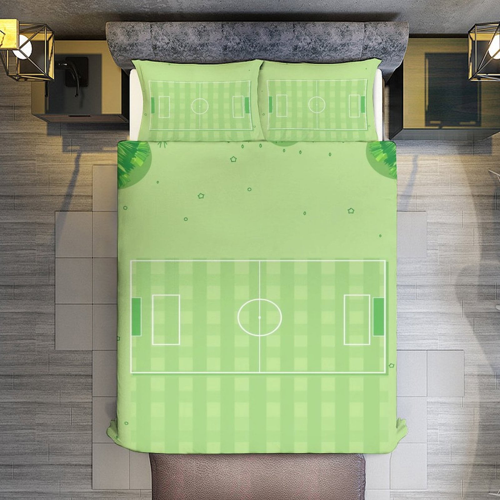 Aerial Soccer Field View Duvet Cover Bedding Set Quilt Cover Floral ...