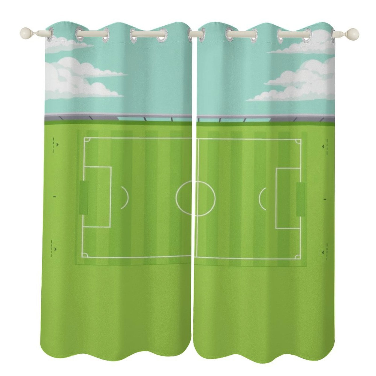 Aerial Soccer Field View Window Curtains Drapes Bedroom Living Room ...