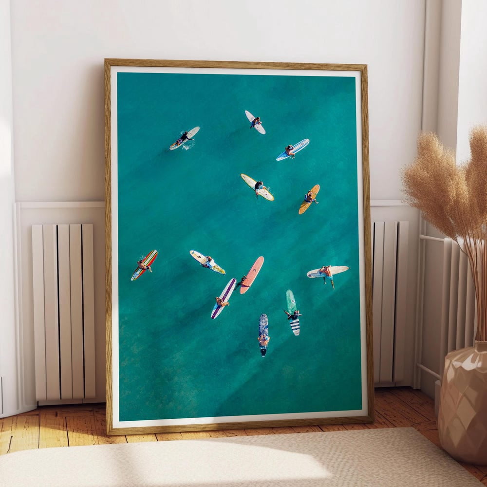 Aerial Surf Photography Wall Art Coastal Cowgirl Decor Surfers in Ocean ...
